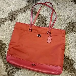Coach | Bags | Authentic Red Coach Nylon Large Tote 5793 | Poshmark